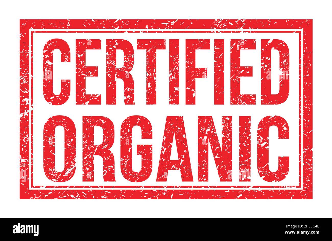 CERTIFIED ORGANIC, words written on red rectangle stamp sign Stock ...