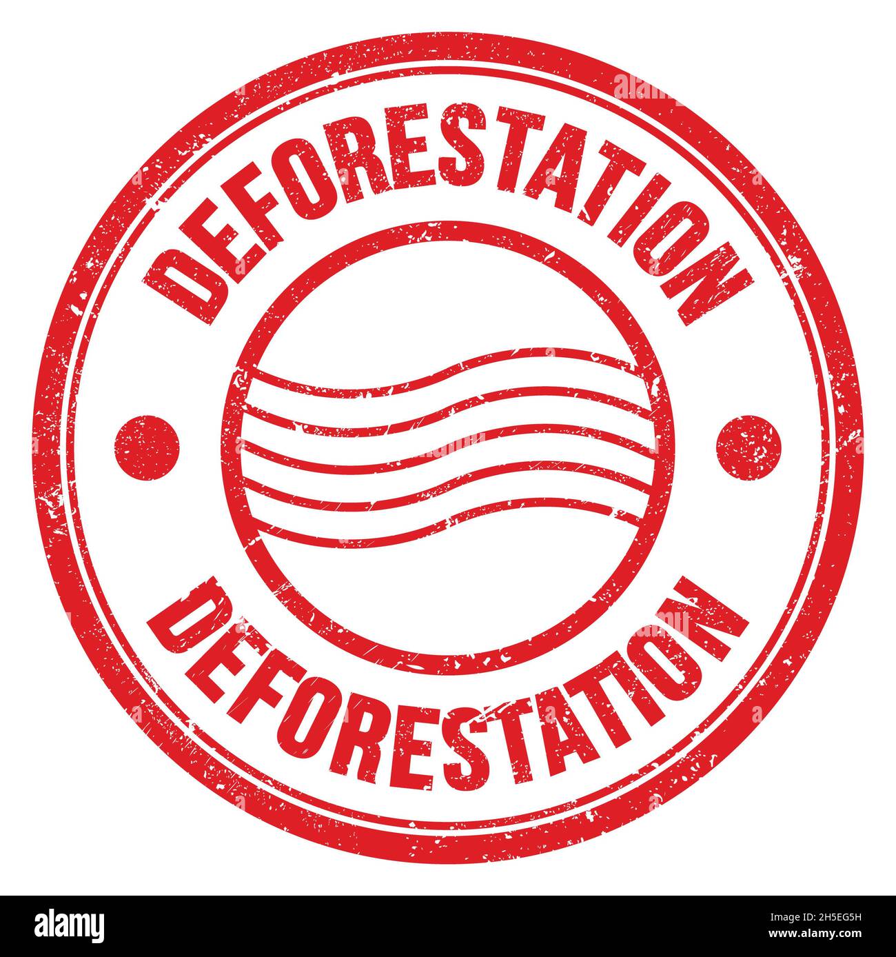 DEFORESTATION word written on red round postal stamp sign Stock Photo ...