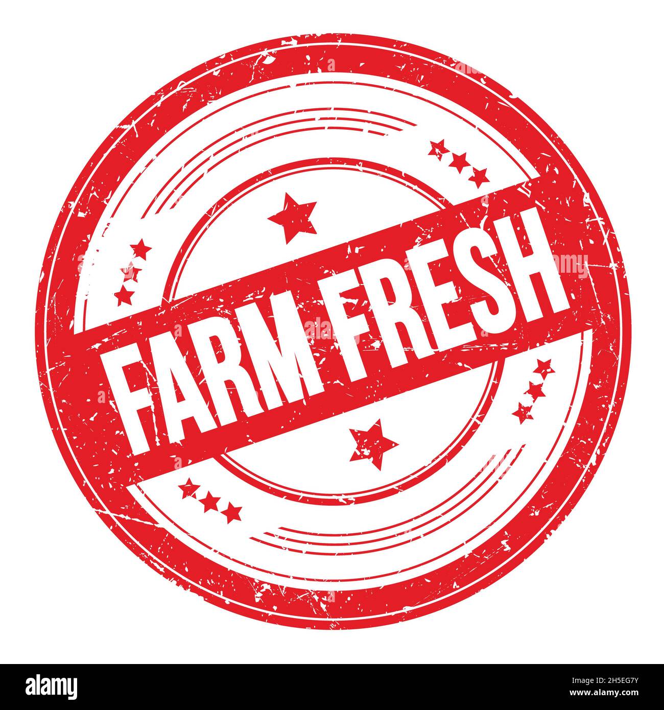 FARM FRESH text on red round grungy texture stamp Stock Photo - Alamy