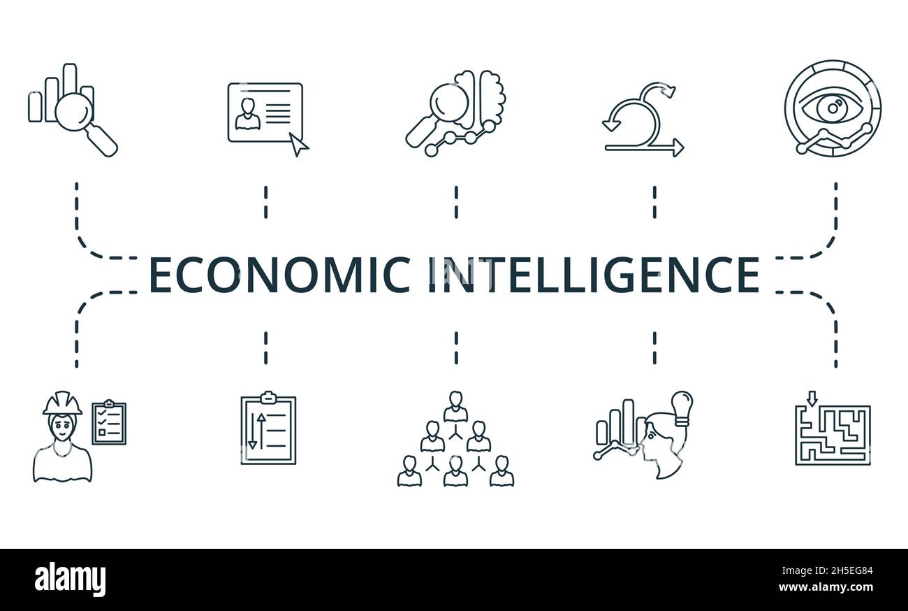 Economic Intelligence icon set. Collection of simple elements such as ...