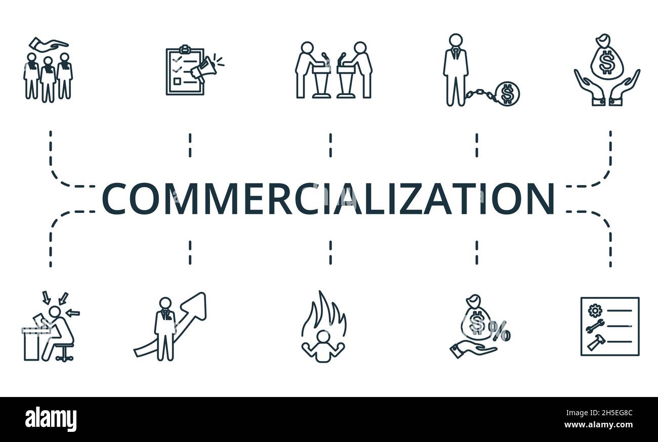 Commercialization icon set. Collection of simple elements such as the ...
