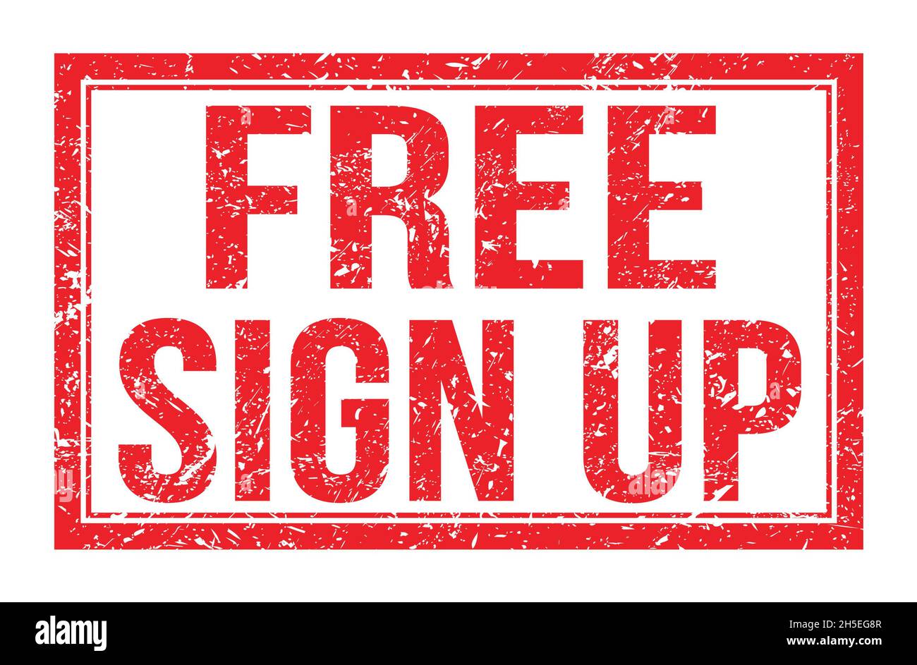 FREE SIGN UP, words written on red rectangle stamp sign Stock Photo - Alamy