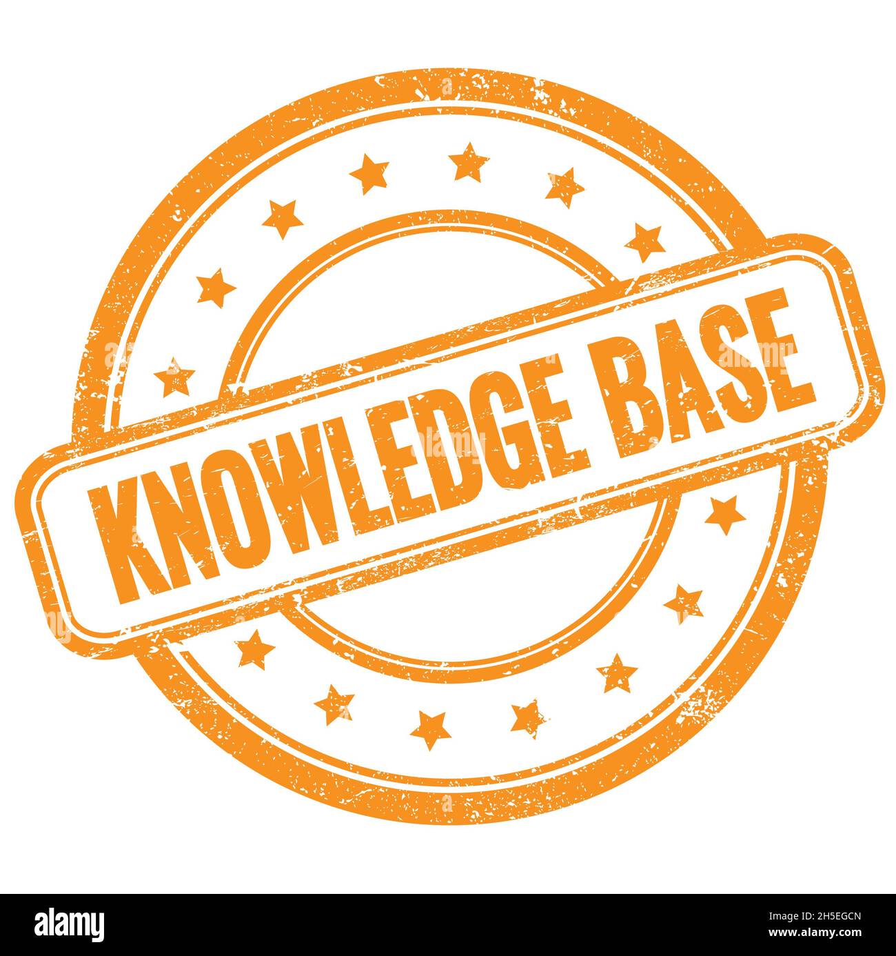 KNOWLEDGE BASE text on orange vintage grungy round rubber stamp Stock ...