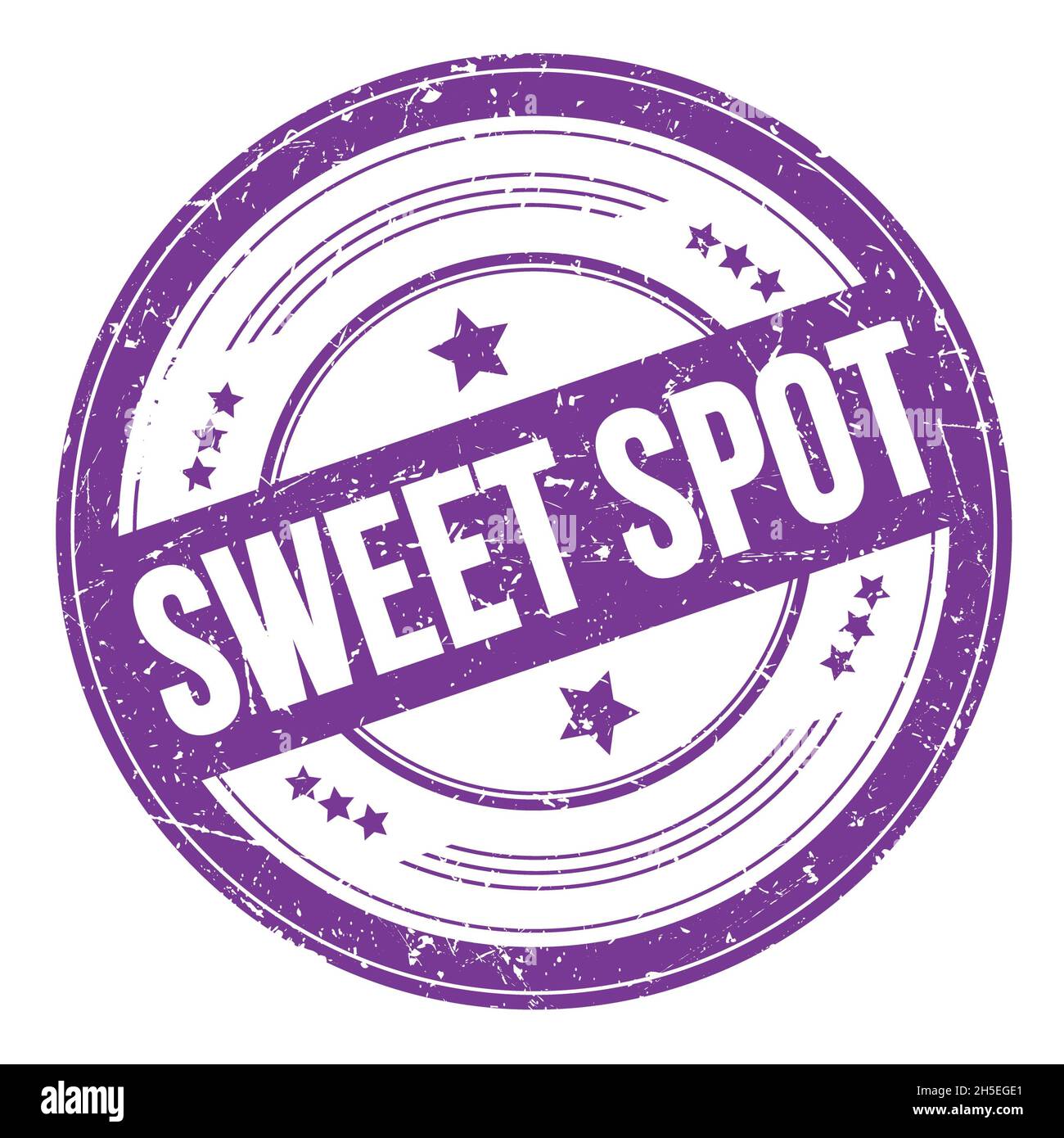 SWEET SPOT text on violet indigo round grungy texture stamp Stock Photo ...