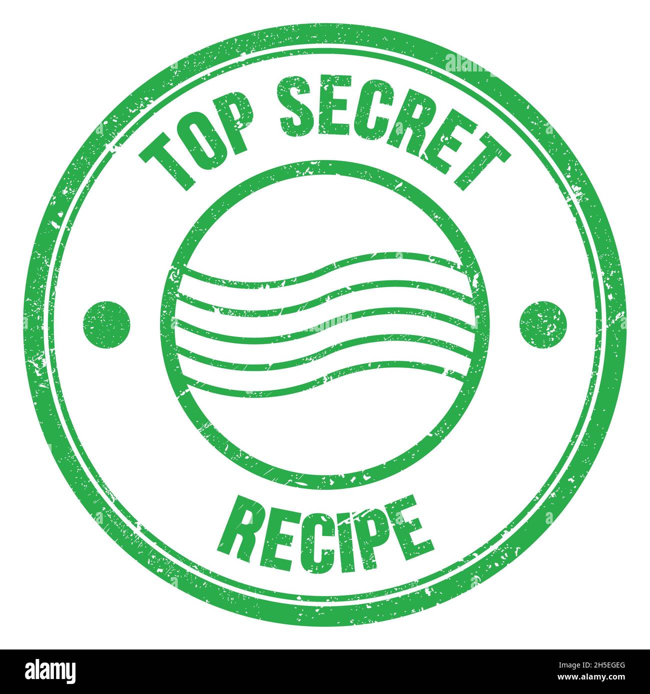 TOP SECRET RECIPE text written on green round postal stamp sign Stock ...