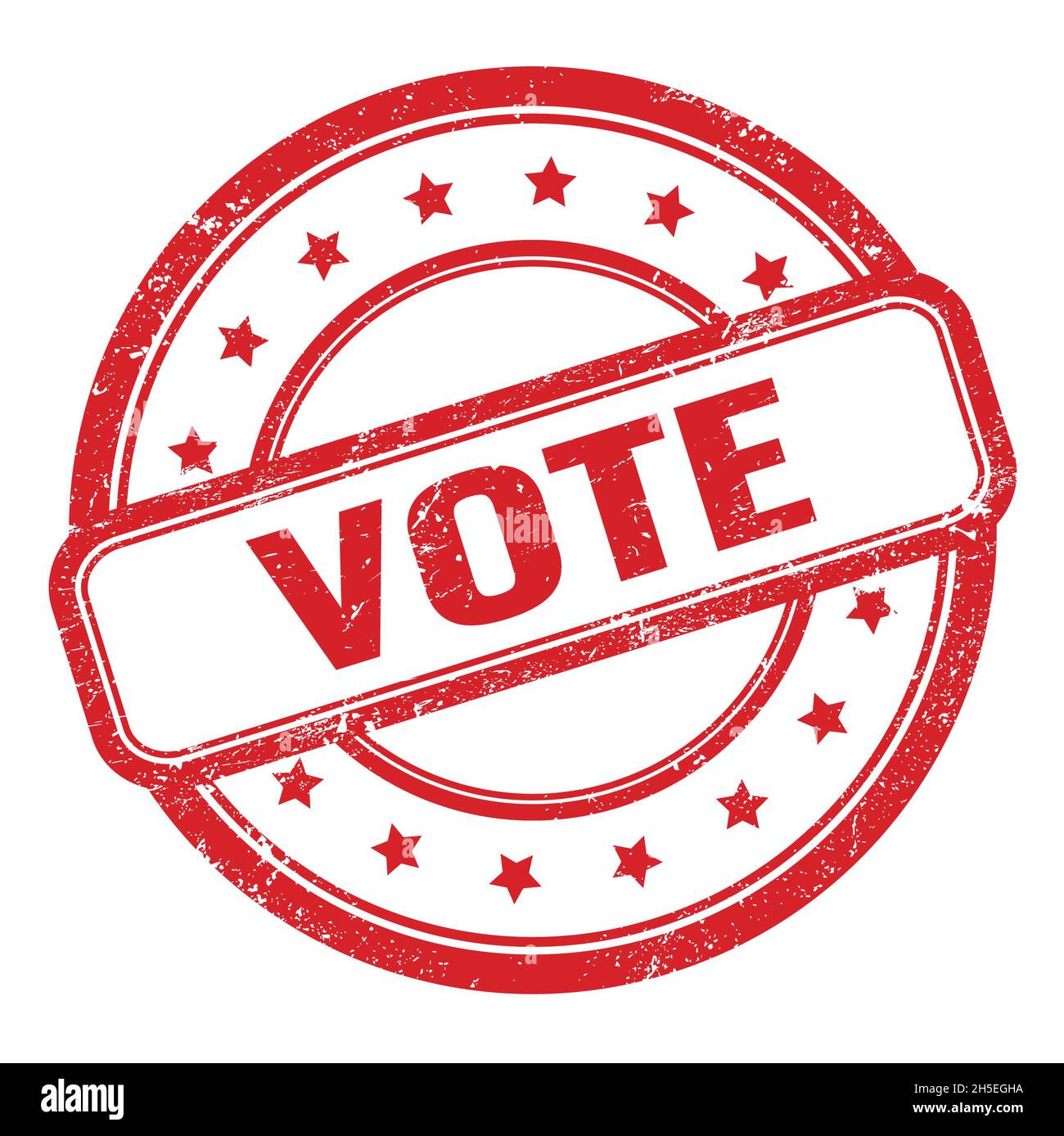 VOTE text on red grungy vintage round rubber stamp Stock Photo - Alamy