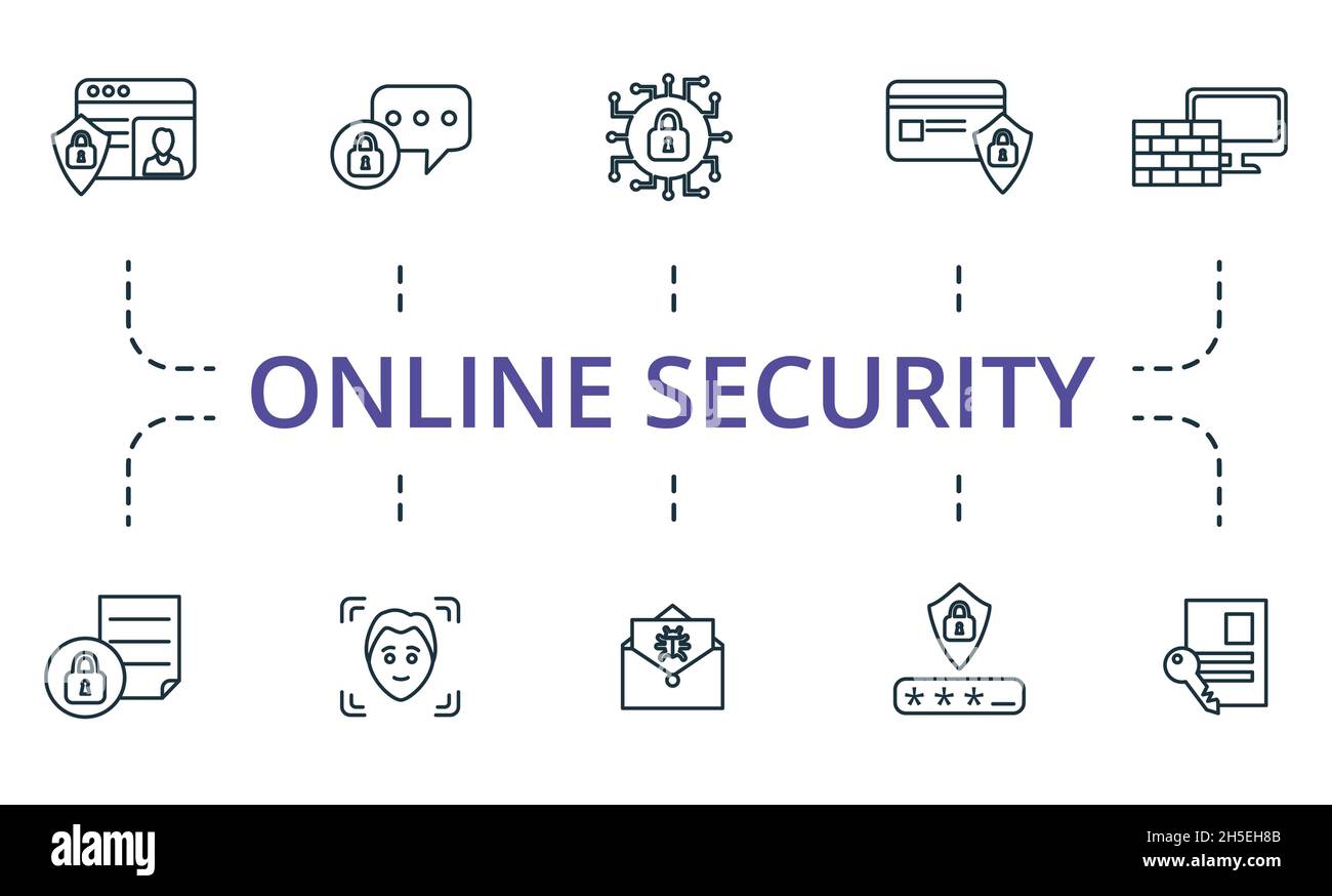 Online Security icon set. Collection of simple elements such as the ...