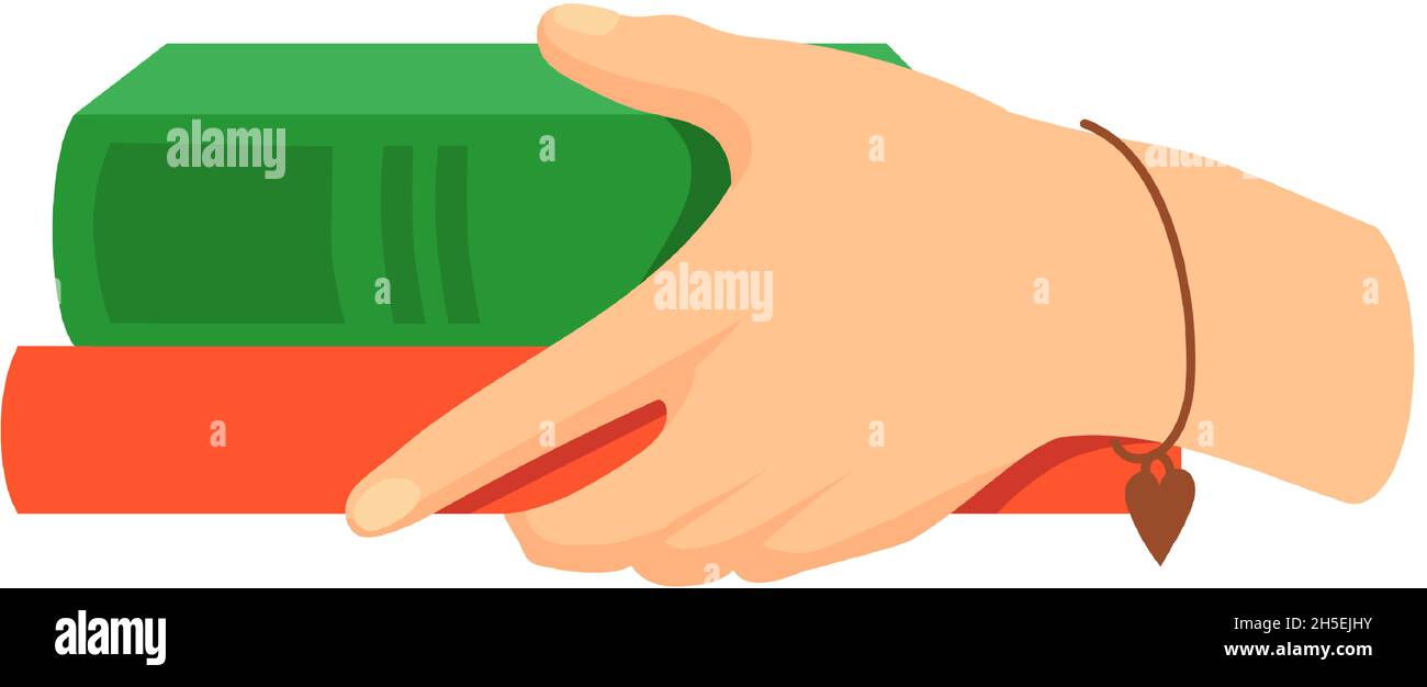 Arm human holding books. Hands hold stack of library book for libre ...