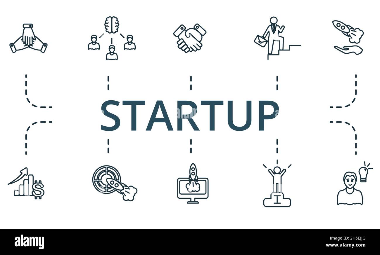 Startup icon set. Collection of simple elements such as the career ...