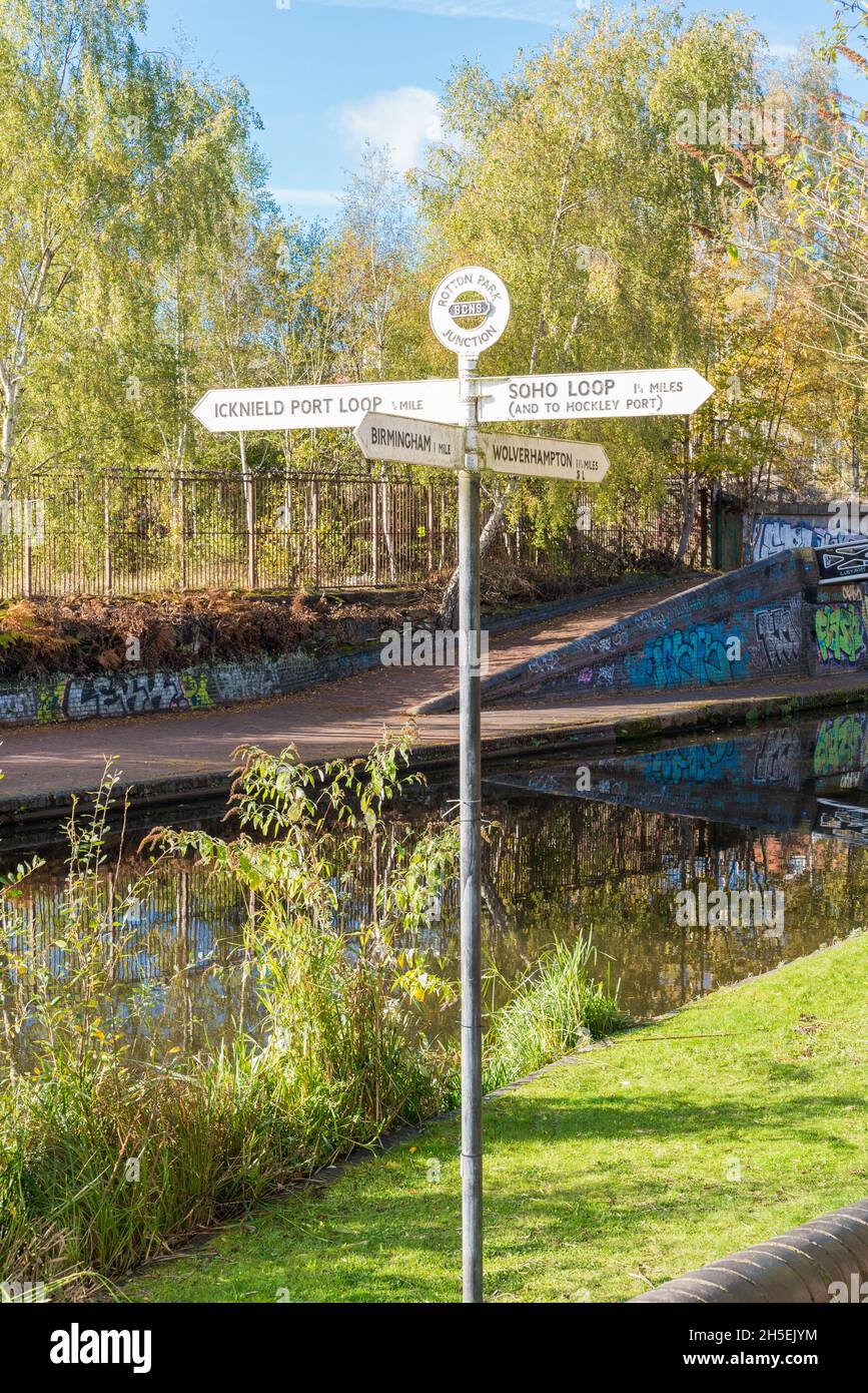 BCNS direction signpost at the Rotton Park Junction on the Birmingham ...