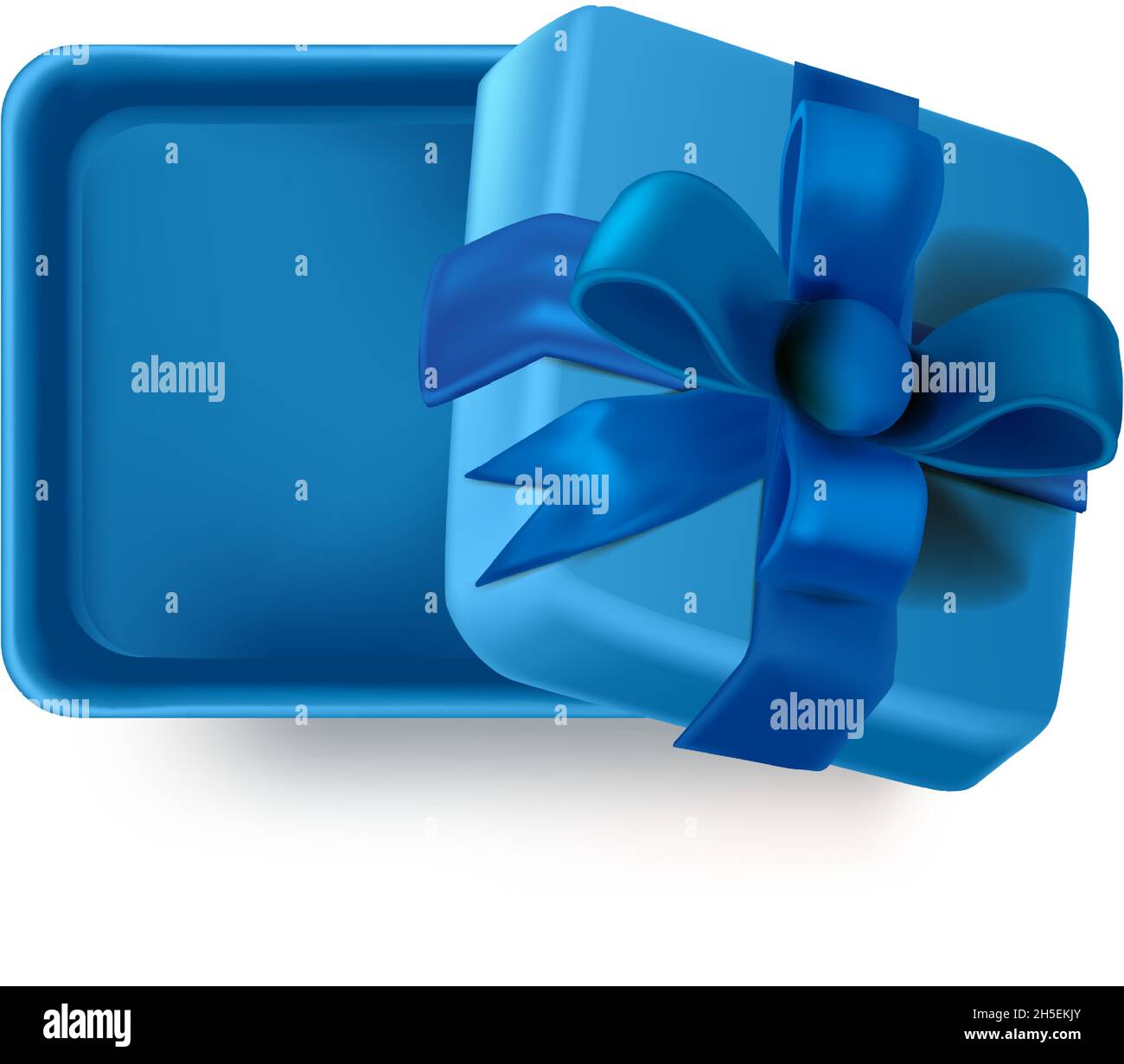 Blue 3d package. Christmas present with decoration bow, vector ...