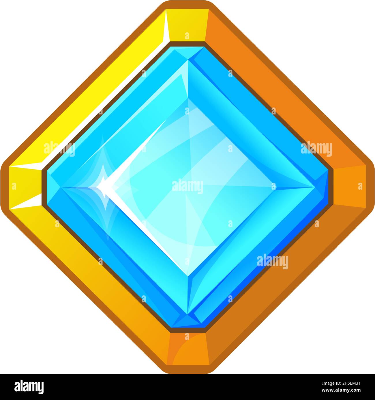 Blue stone button. Award game, bonus design, cartoon vector ...