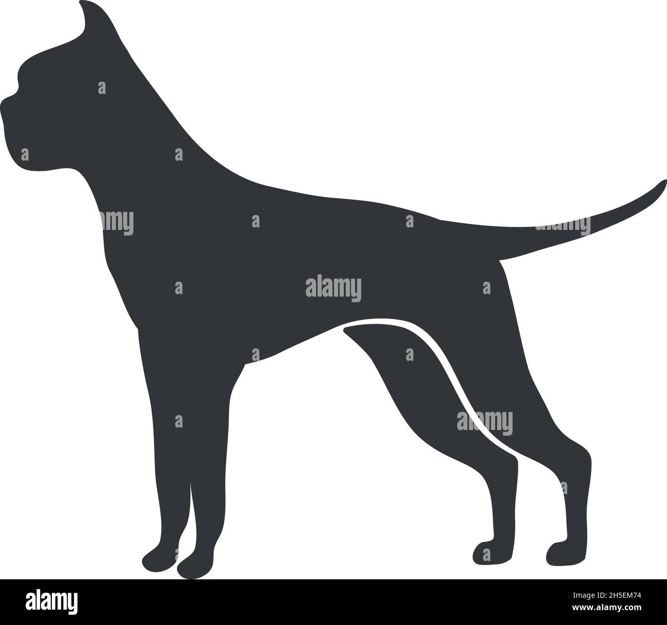 Boxer silhouette. Dog profile breed, animal vector icon isolated on ...