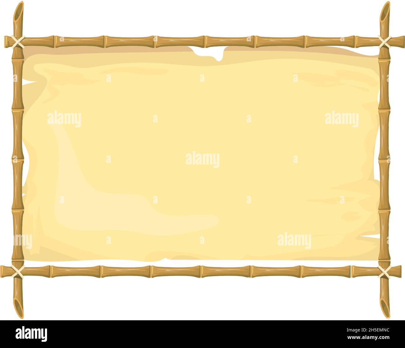 Bamboo banner. Japanese tree with paper parchment, vector illustration ...