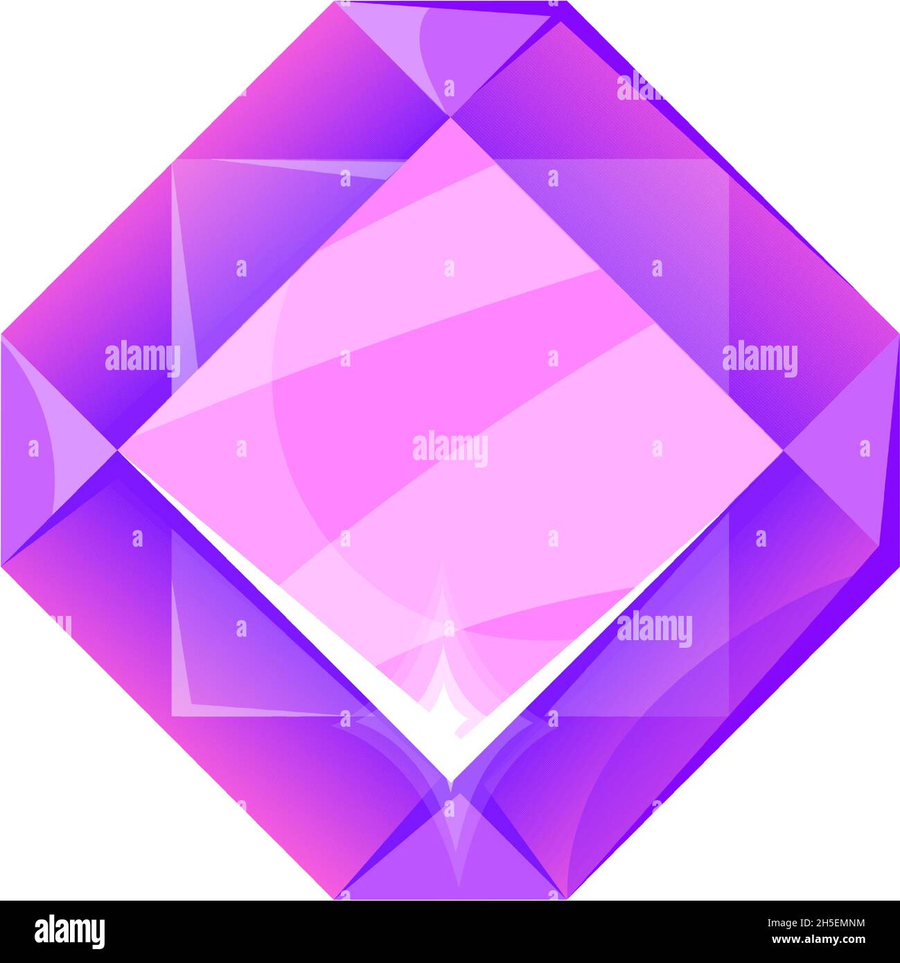 Amethyst gem. Fantasy jewelry treasure, carat shape glass, cartoon ...