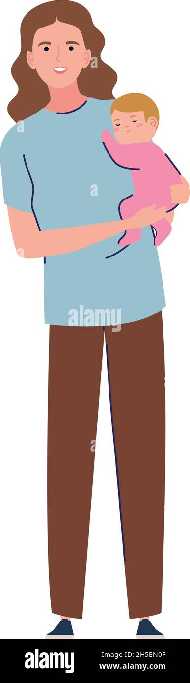 mother carrying baby Stock Vector Image & Art - Alamy