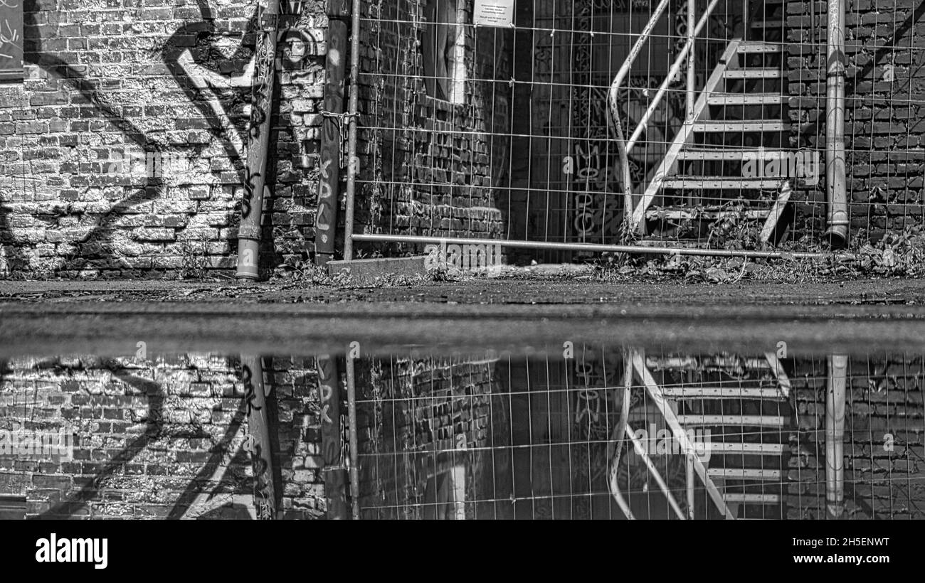 Reflection construction site in Black and White Stock Photos & Images ...