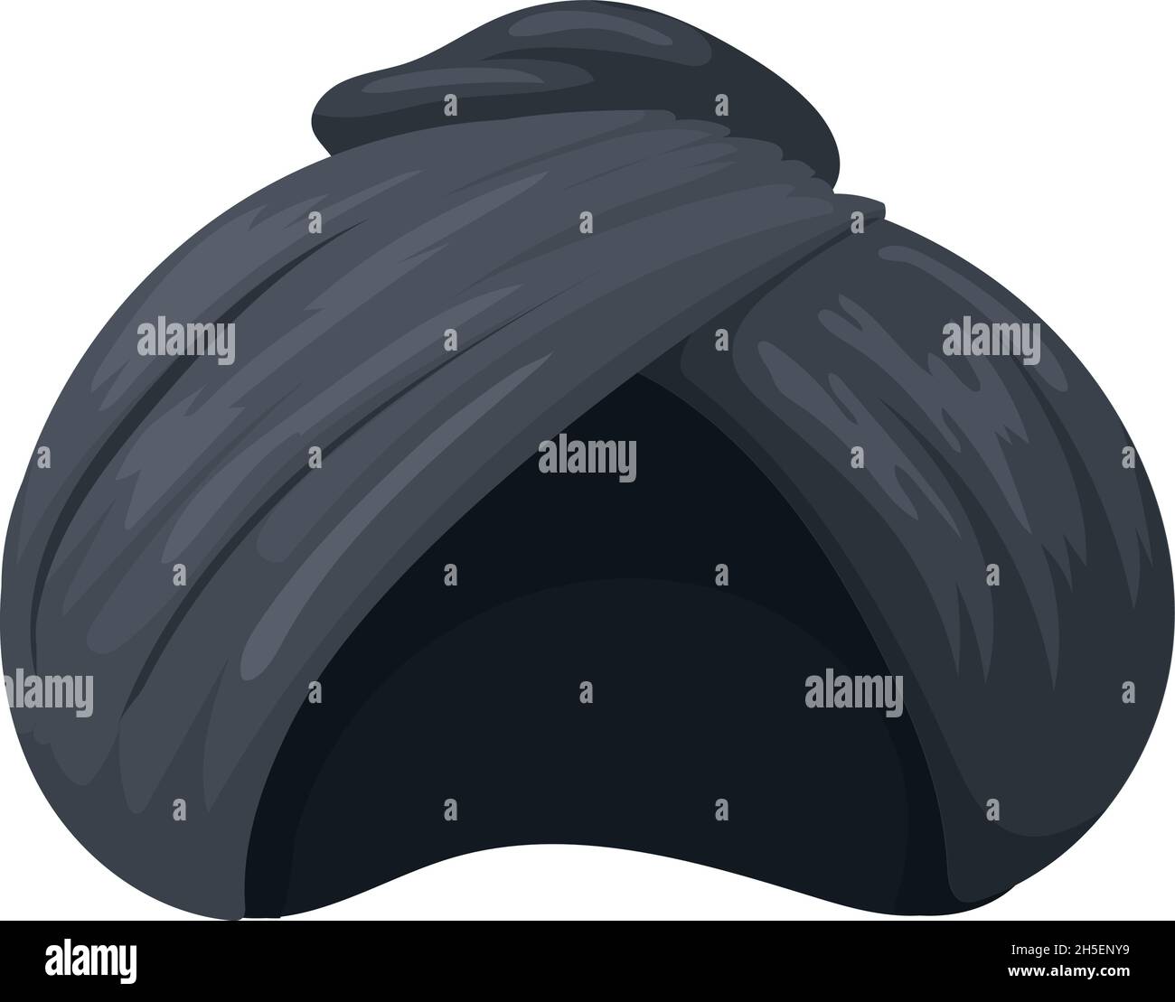 Black turban for head. Cartoon oriental sultan or sikh, vector ...