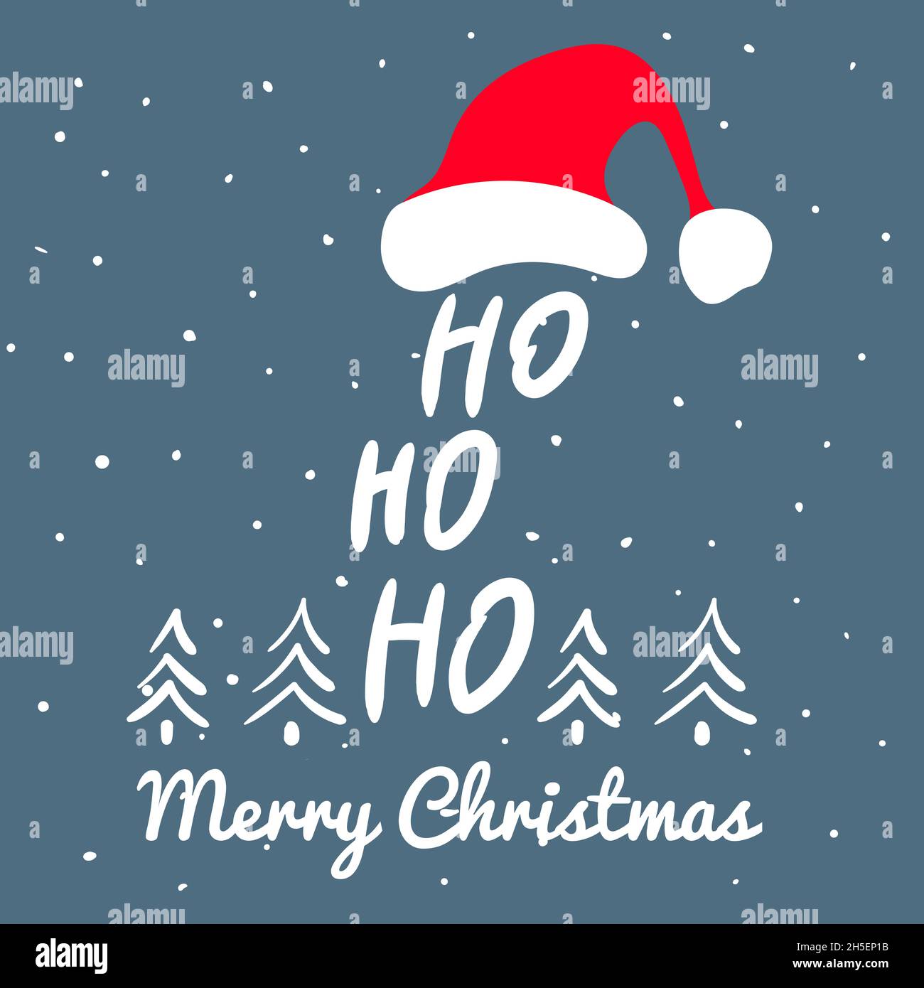 Ho-Ho-Ho Merry Christmas greeting card, Santa Claus hat. Vector ...