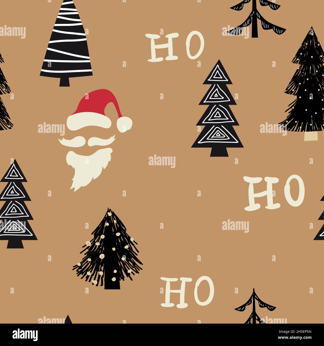 Hohoho seamless pattern, Santa Claus laugh. Santa red hat, white beard ...