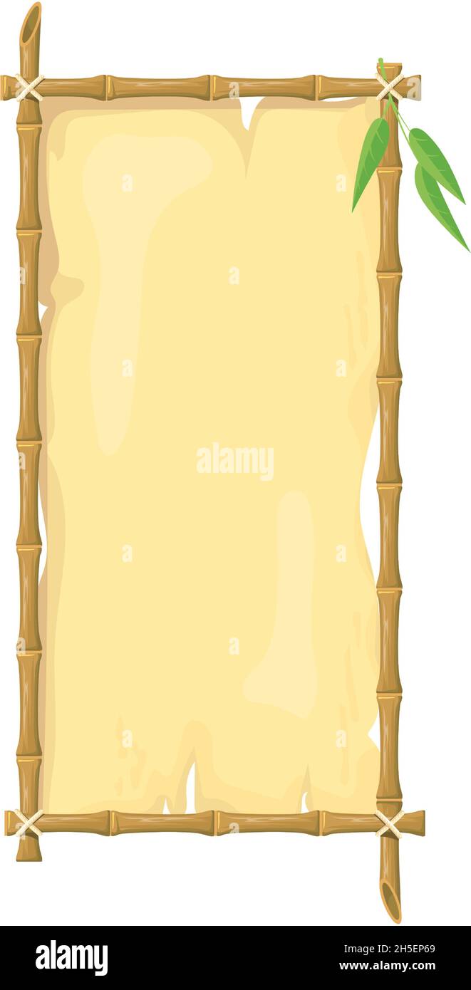 Bamboo panel. Old japan stick branches vector illustration isolated on ...