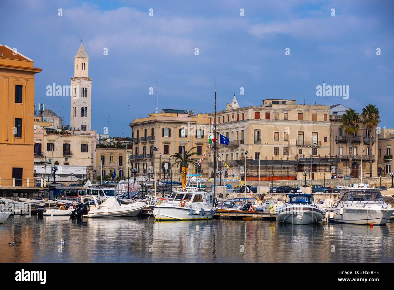 Fishing boats in the harbor of Bari at the Italian coast - BARI, ITALY ...