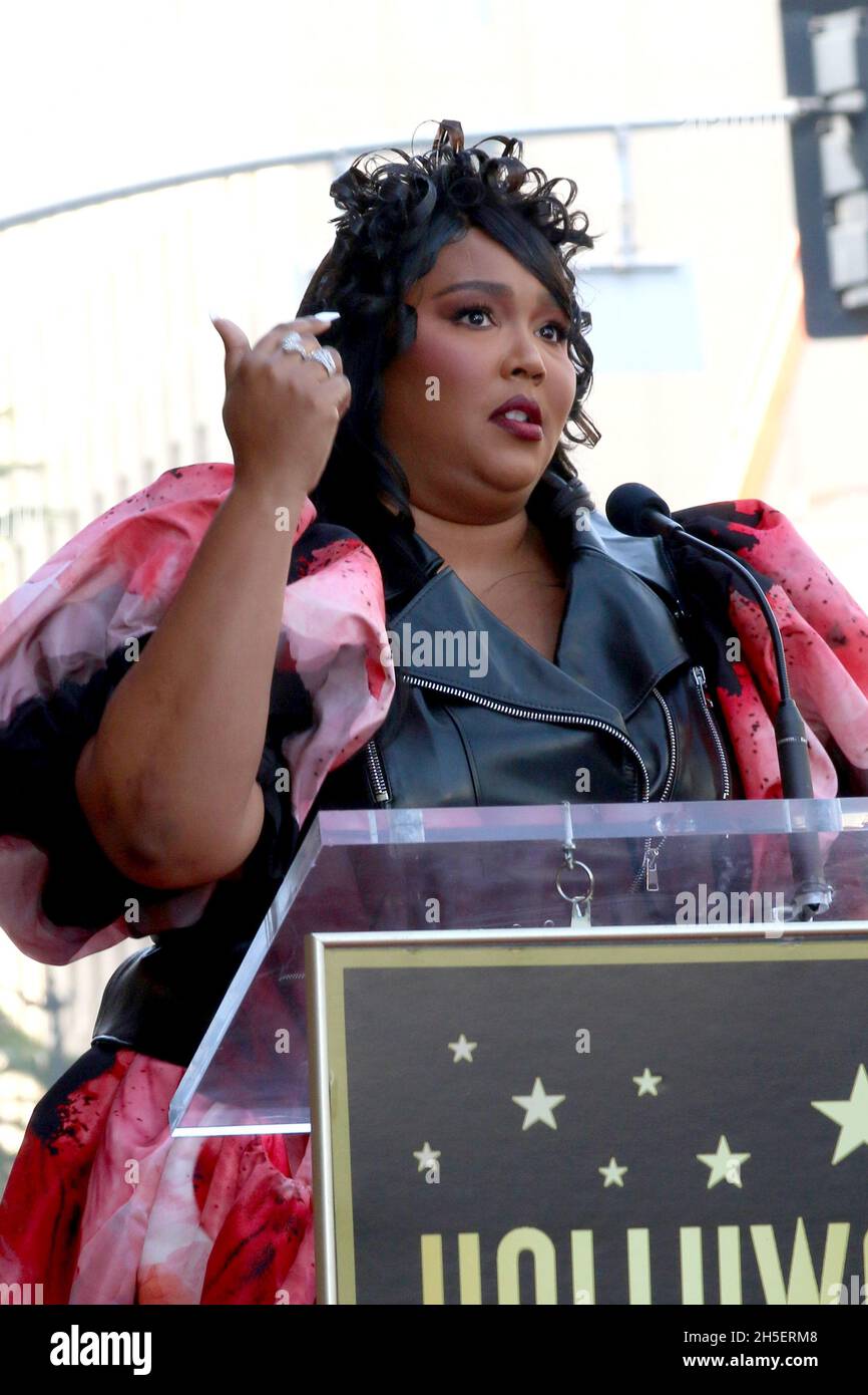 Lizzo at the Missy Elliott Star Ceremony on the Hollywood Walk of Fame ...