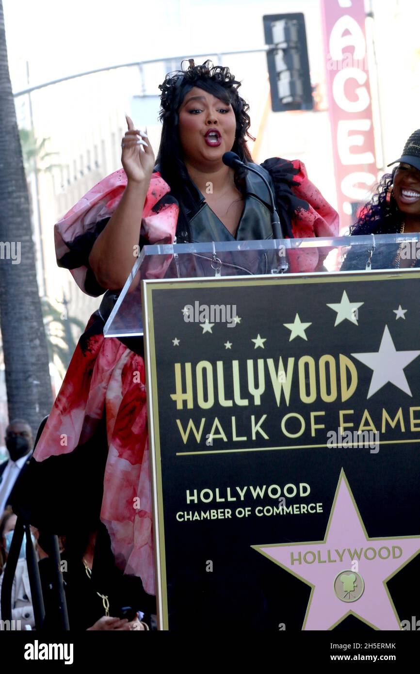 Lizzo at the Missy Elliott Star Ceremony on the Hollywood Walk of Fame ...