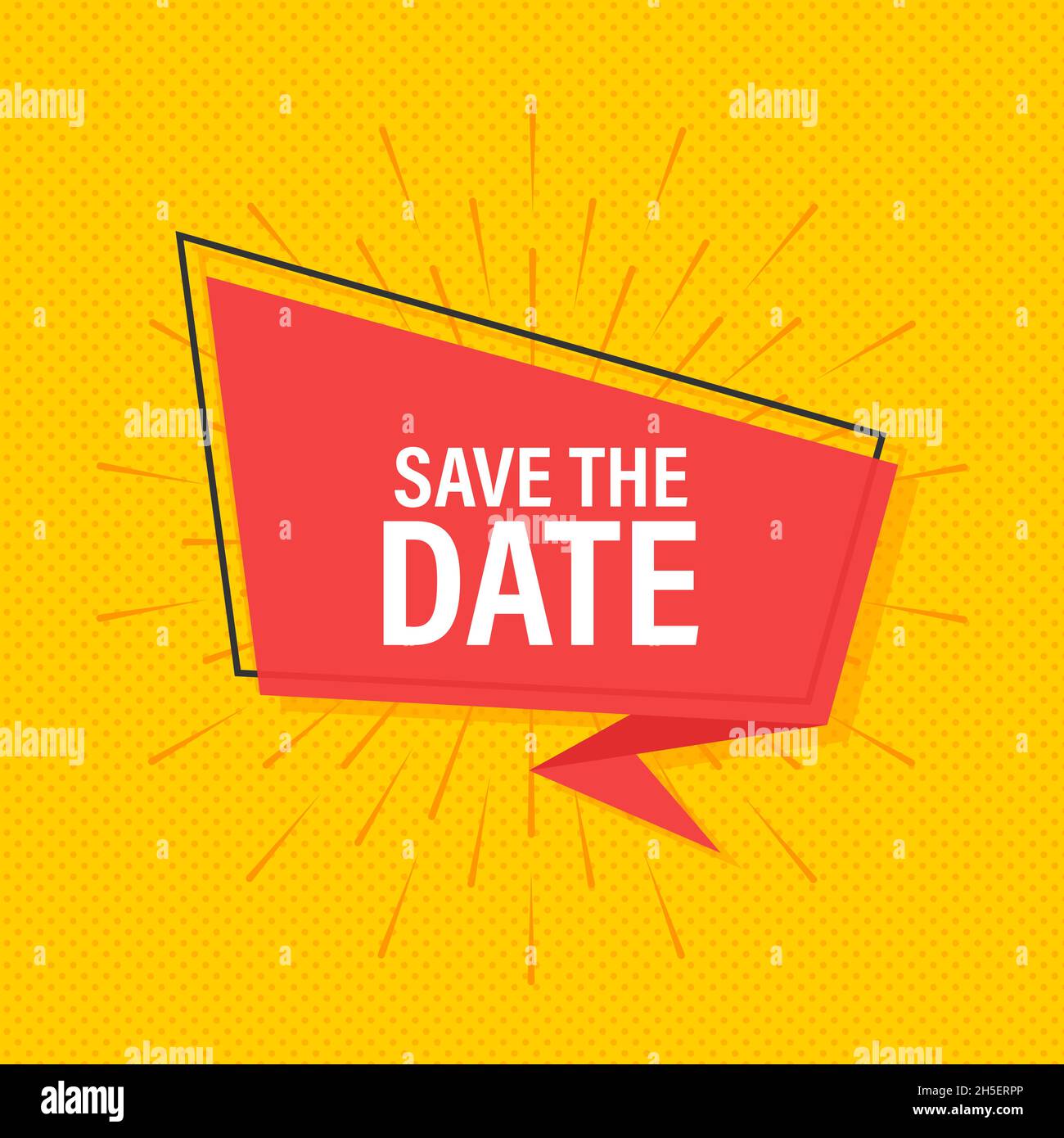 Save The Date Badge Mark On Megaphone Flat Vector Stock Illustration Stock Vector Image And Art