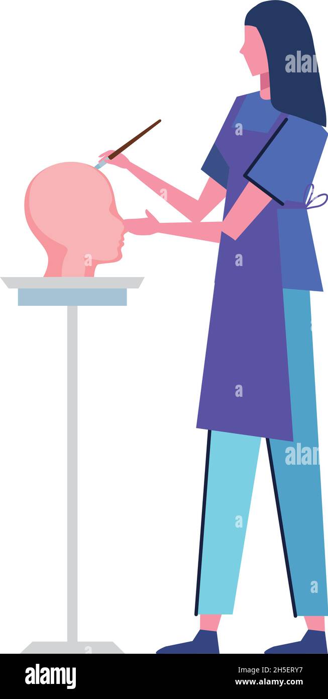 Young woman painting canvas in Stock Vector Images - Alamy