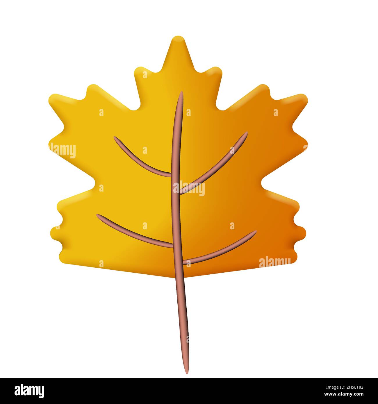 Autumn leave 3D. Fall leaf, minimal 3d render, plasticine, vector Stock ...
