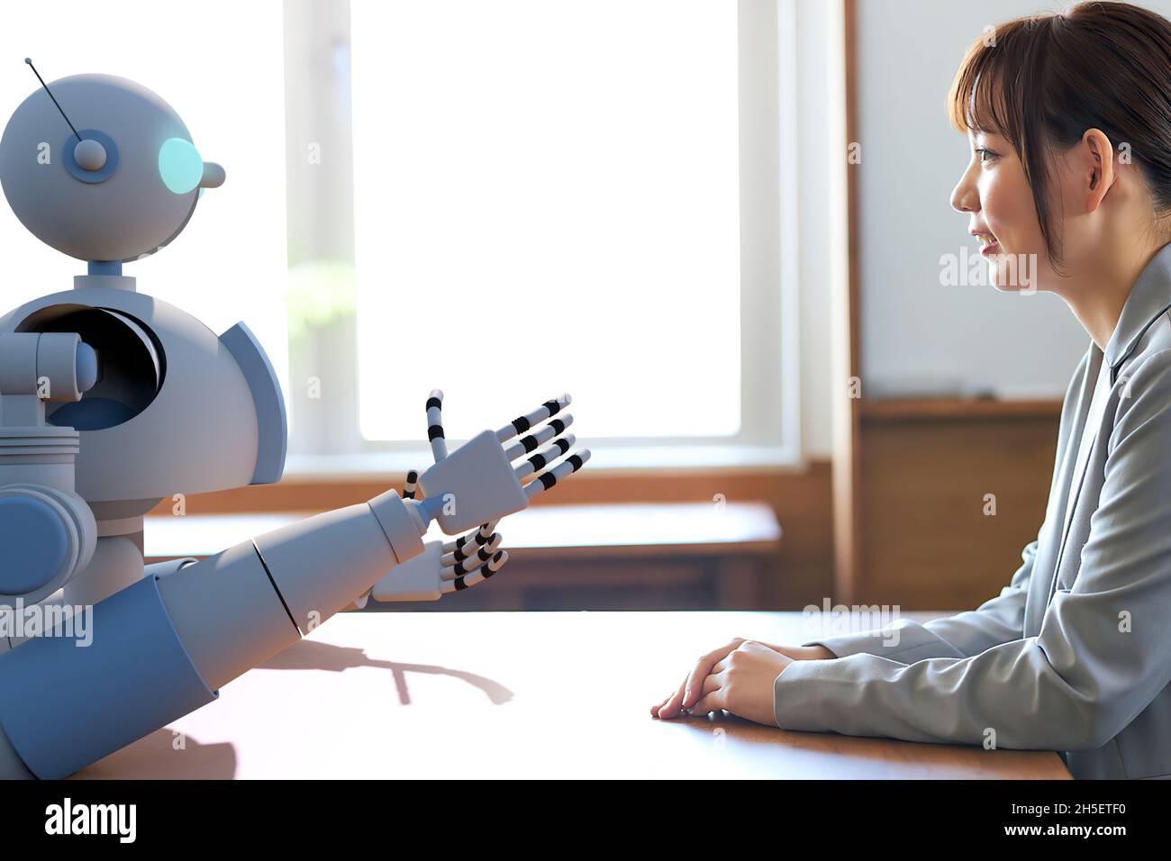 Composite image of robot interaction with human Stock Photo - Alamy
