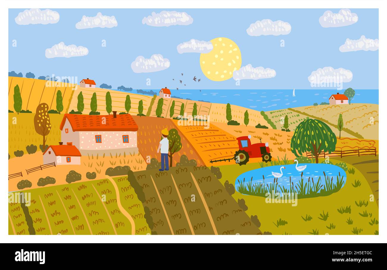 Tractor on horizon Stock Vector Images - Alamy
