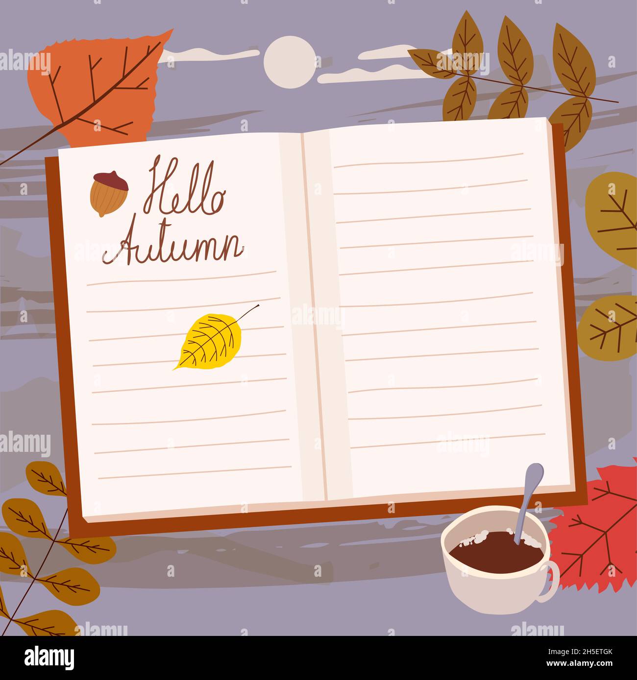 Open Autumn Daily Diary notepad, list schedule, goals, to do, acorn ...