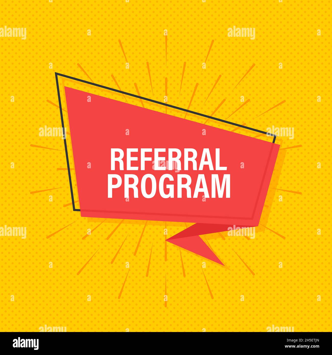 Megaphone label with referral program. Megaphone banner. Web design ...