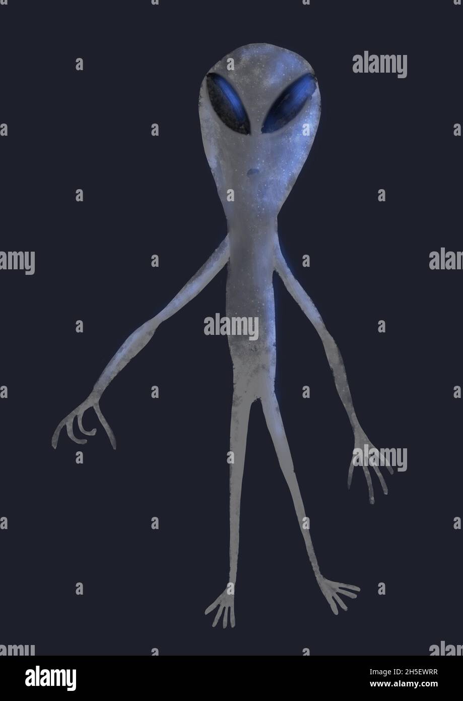 A grey alien illustration Stock Photo - Alamy