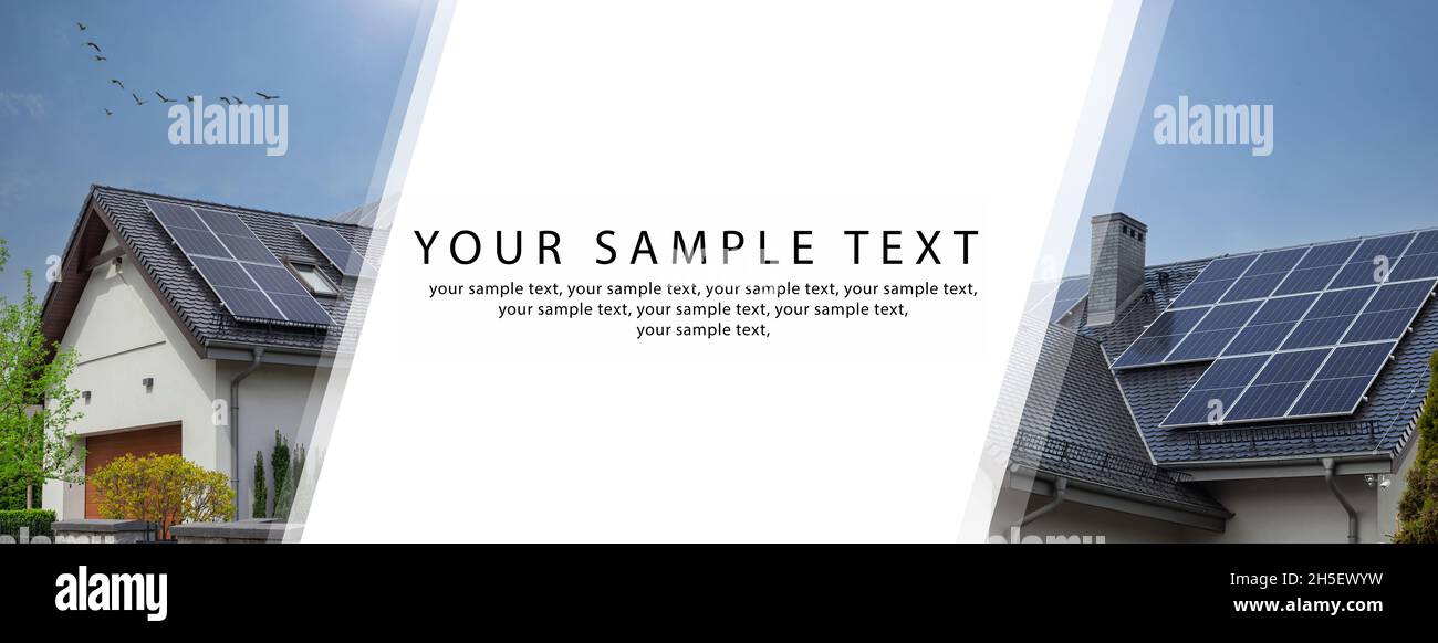 Energy from the sun, solar panels. Ecological concept. Web banner Stock ...