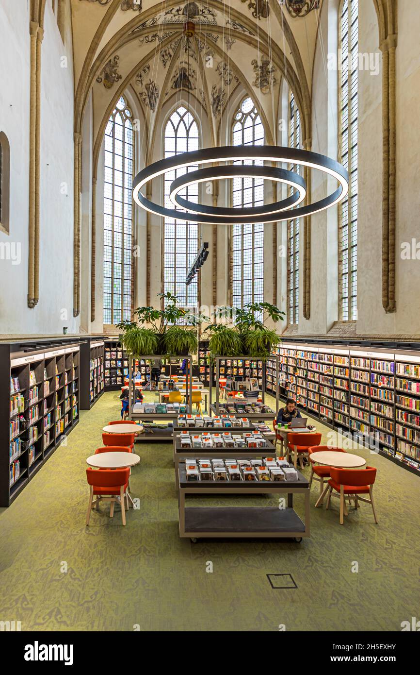 Public library in the Broederenkerk of Zutphen, Netherlands Stock Photo ...
