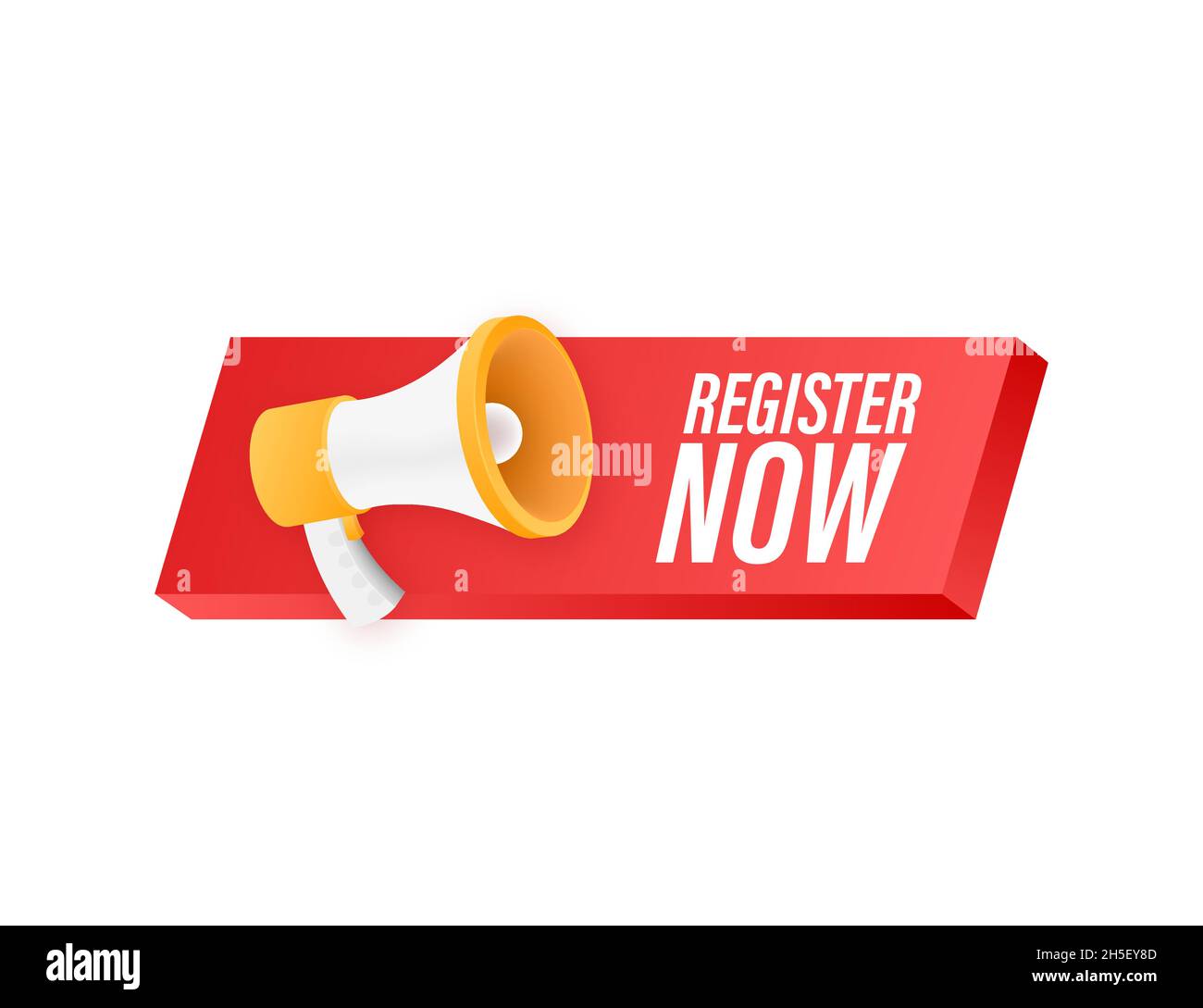 Megaphone label with register now. Megaphone banner. Web design. Vector ...