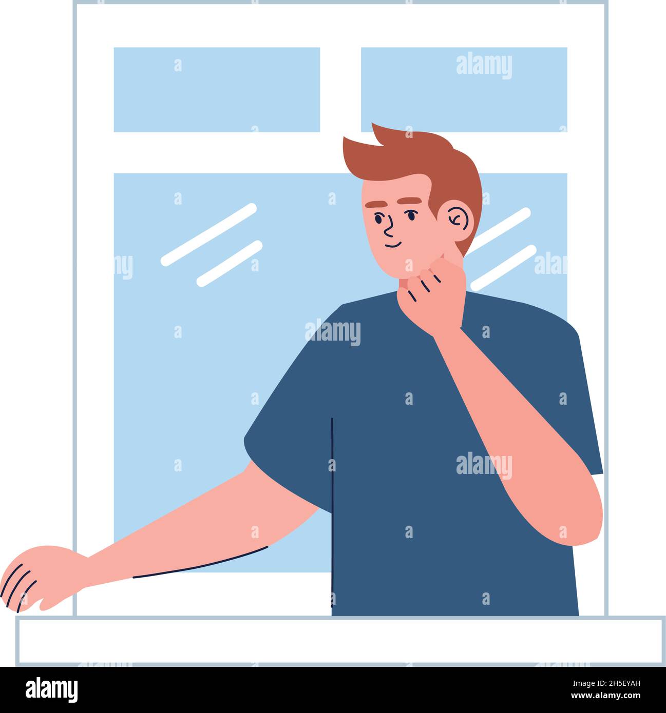 man happy in window looking Stock Vector Image & Art - Alamy