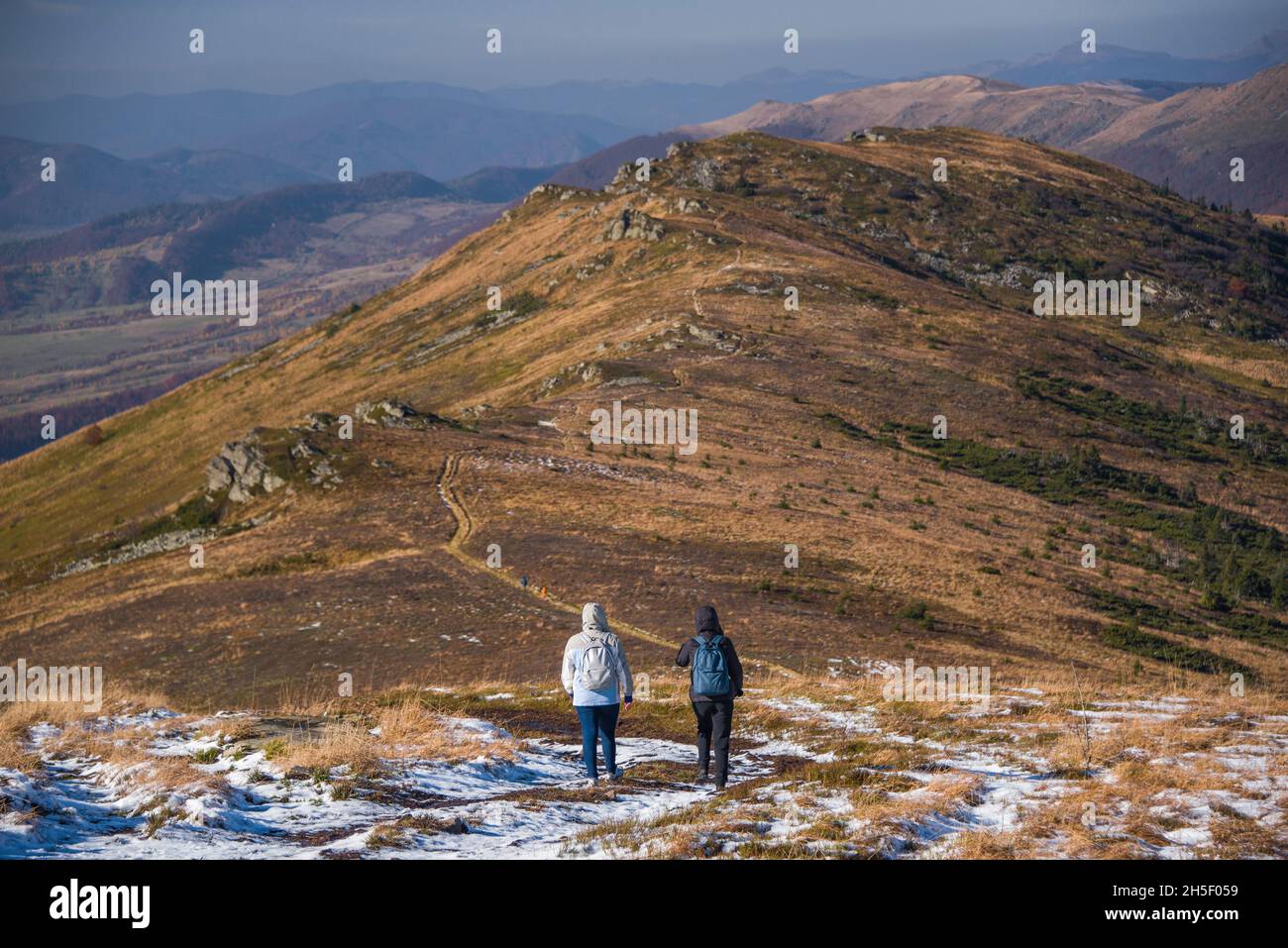 View of hills of Water Dividing ridge covered in forest and trees under ...