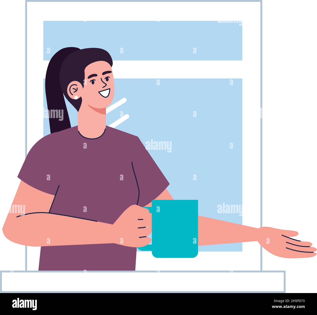 lady in window looking Stock Vector Image & Art - Alamy