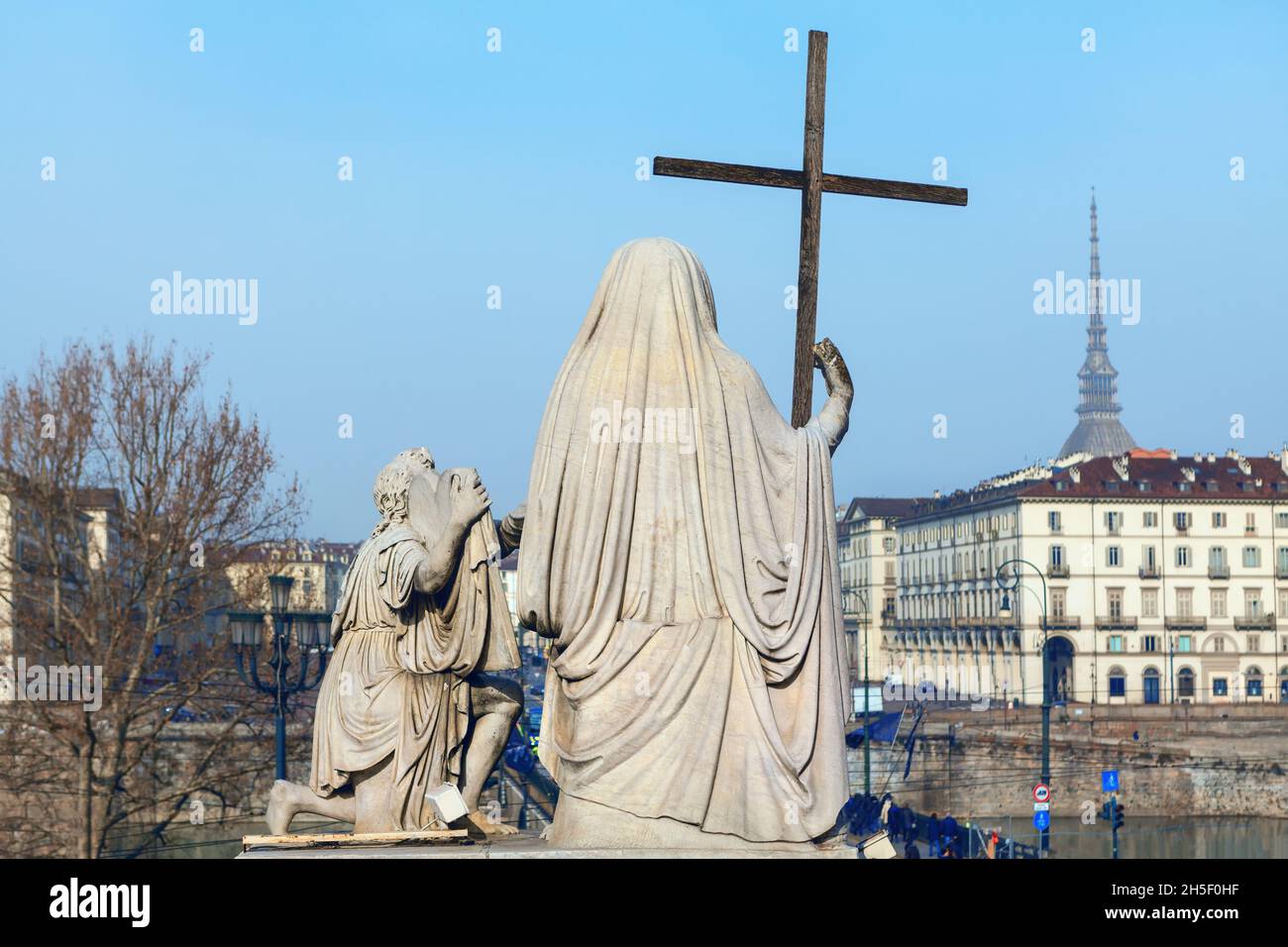 Religious sculpture in Turin . Sculpture of Gran Madre Church . Chiesa ...