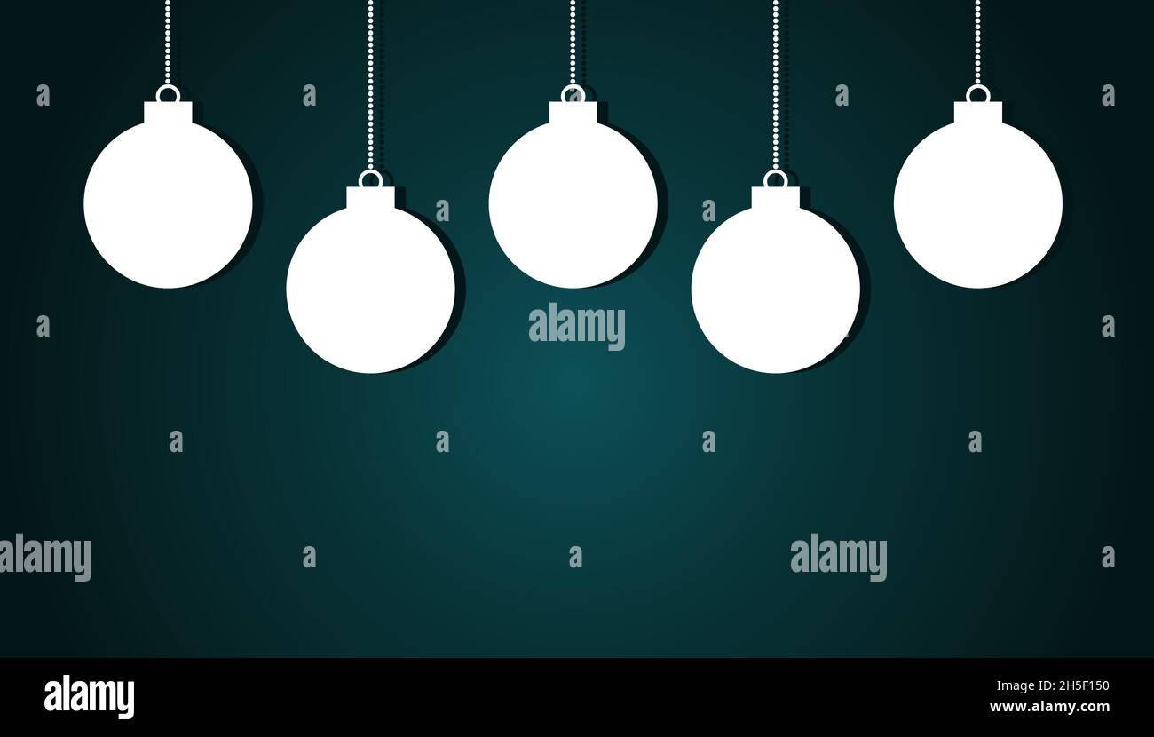 Christmas baubles white ornaments on dark background. Vector ...