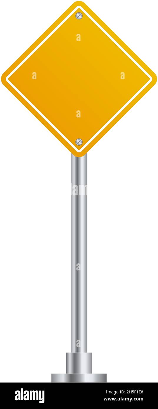 Yellow rhombus road sign. Blank traffic street board Stock Vector Image ...