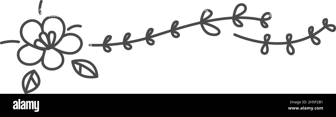 Cute doodle flower border. Elegant hand drawn decoration Stock Vector ...