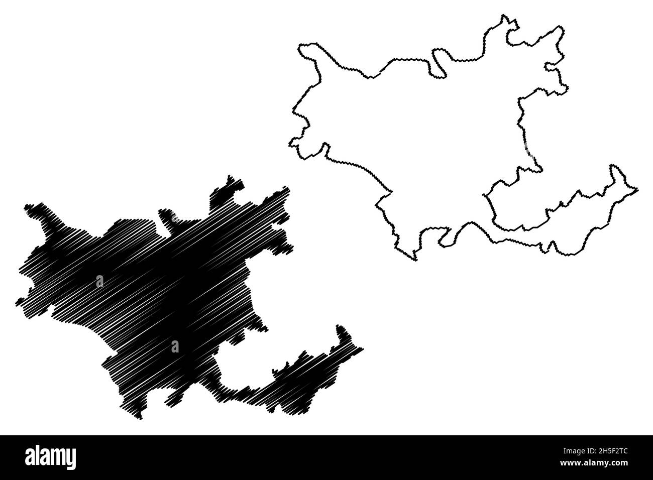 Srinagar district (Jammu and Kashmir union territory, Republic of India) map vector illustration ...