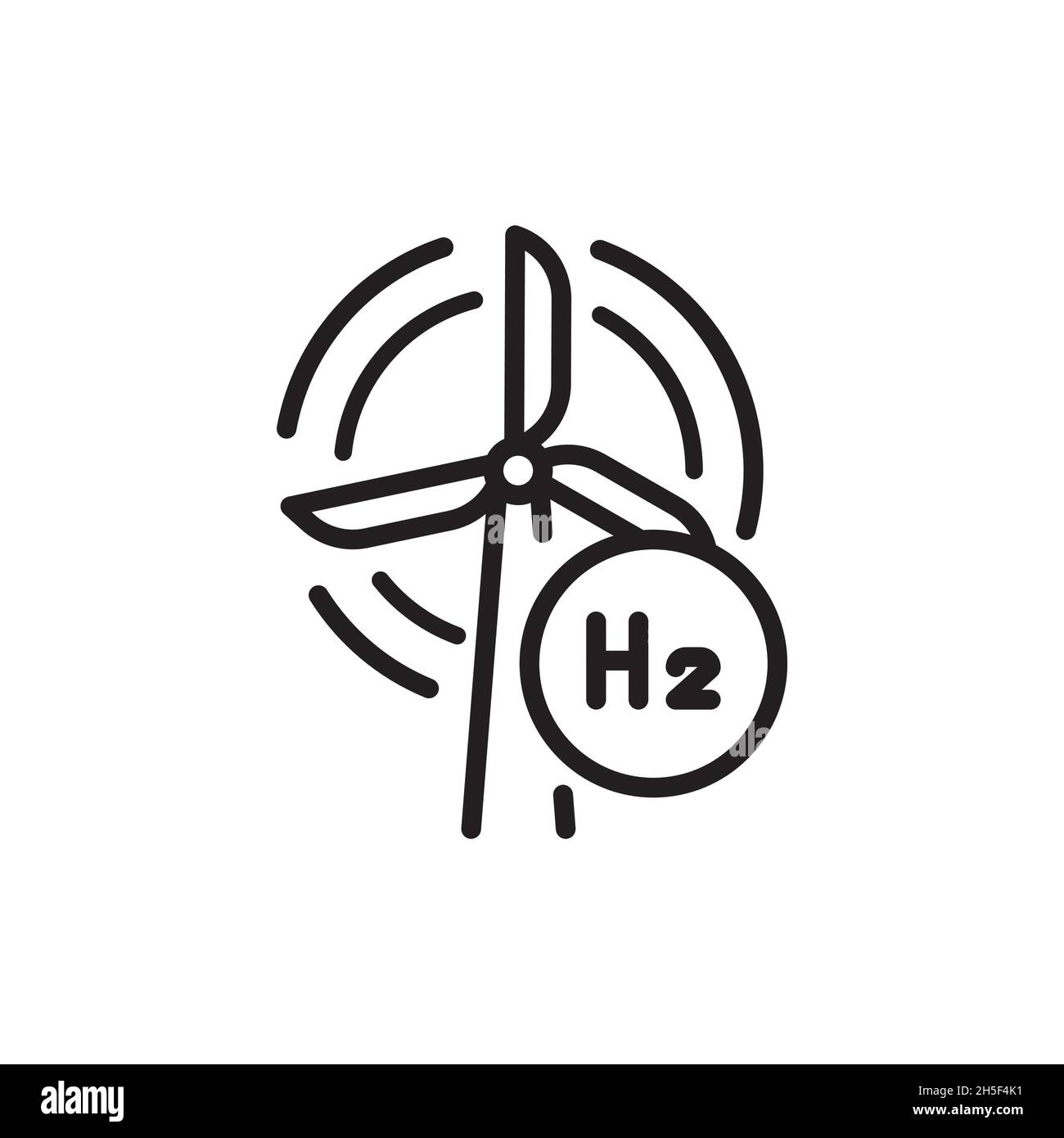 Power generation H2 color line icon. Hydrogen energy. Isolated vector ...
