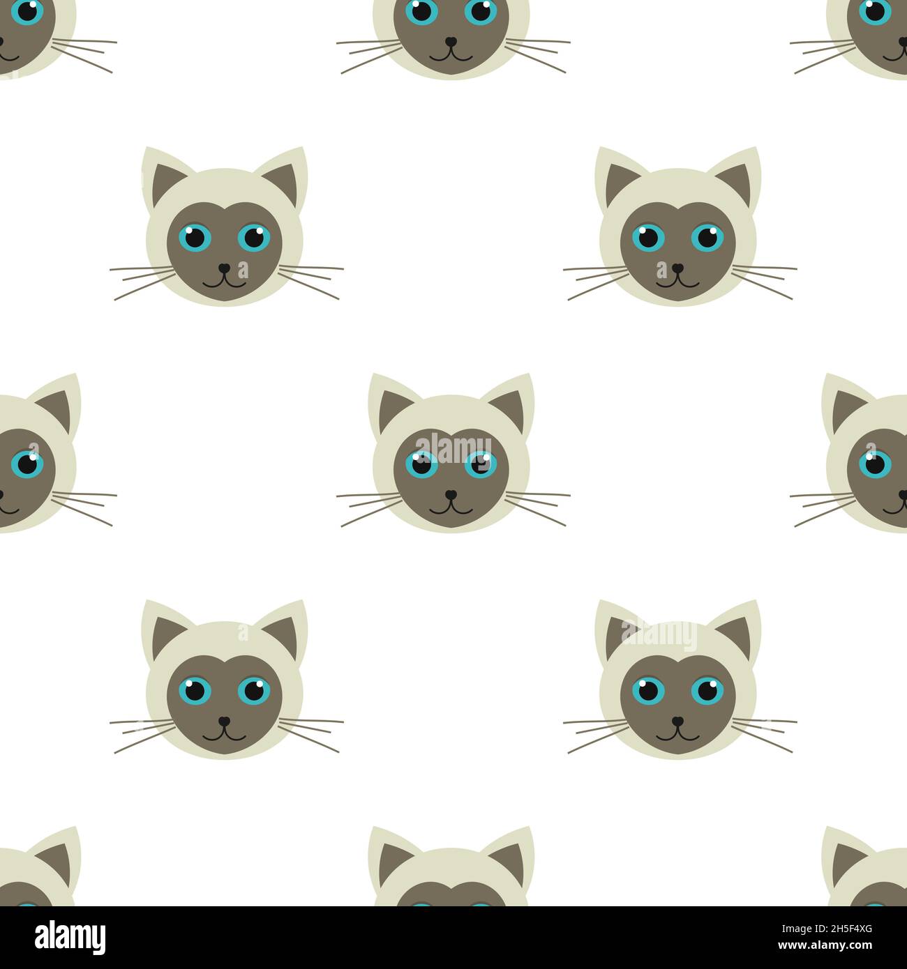 Siamese cats heads cute seamless pattern. Vector illustration Stock ...