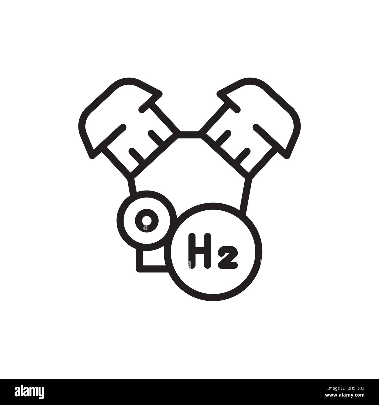 Transport engine H2 color line icon. Hydrogen energy. Isolated vector ...